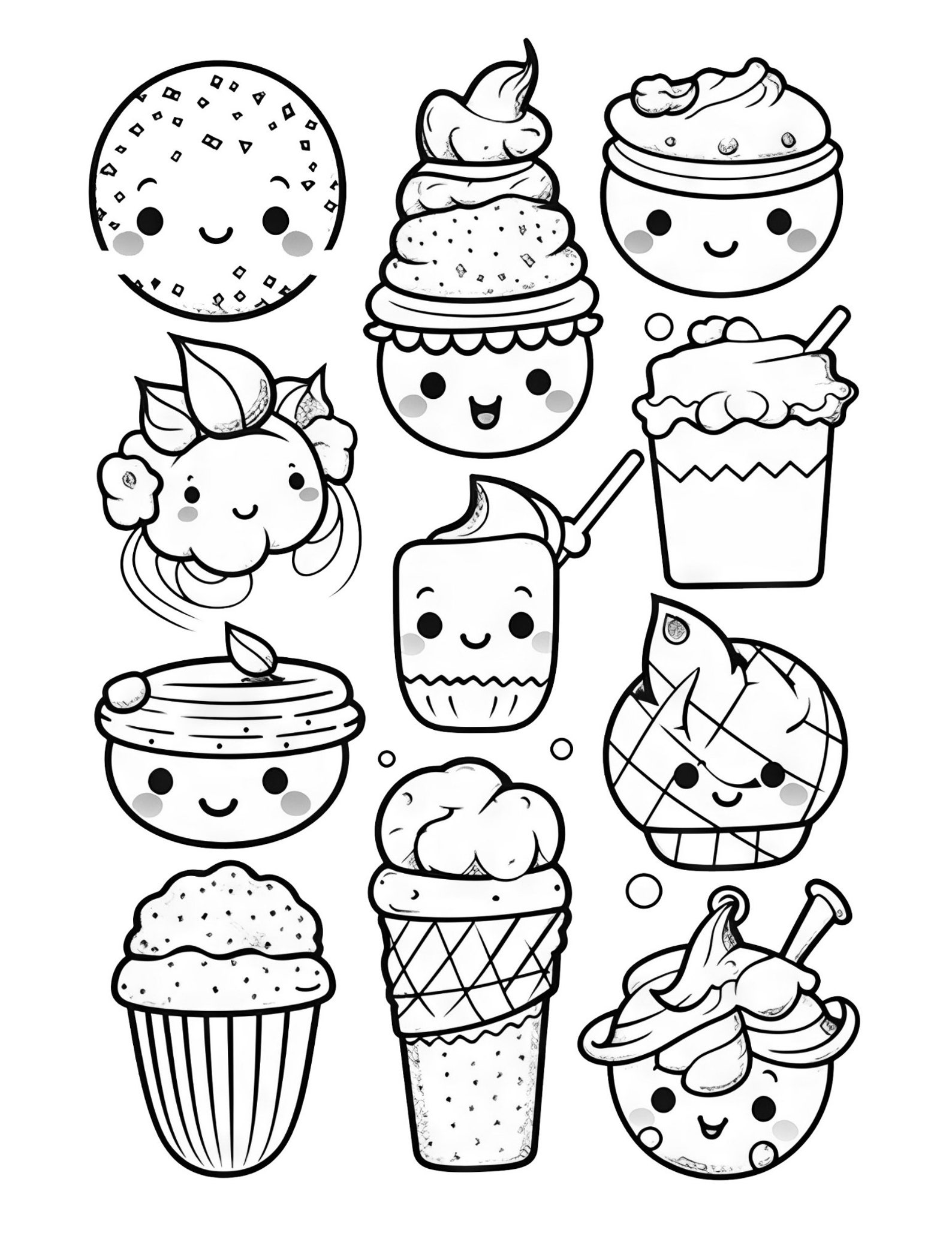 70+ Printable Cute Dessert/sweets Coloring Pages | Printable Sweets and ...