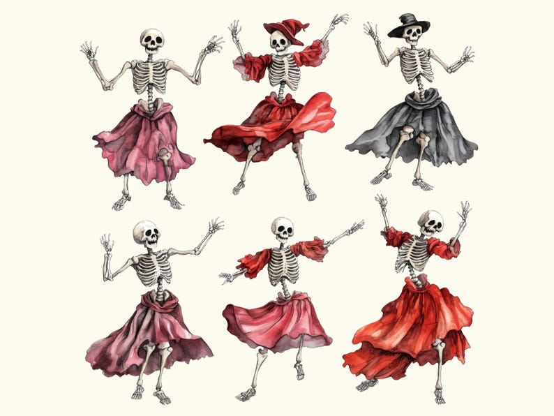 Halloween Dancing Skeletons PNG for Shirts Stickers Tote Bags Spooky ...