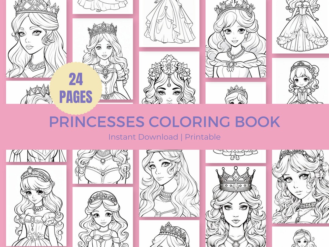 Printable Princess Coloring Book: Fun Kids Activity (PDF) - Etsy