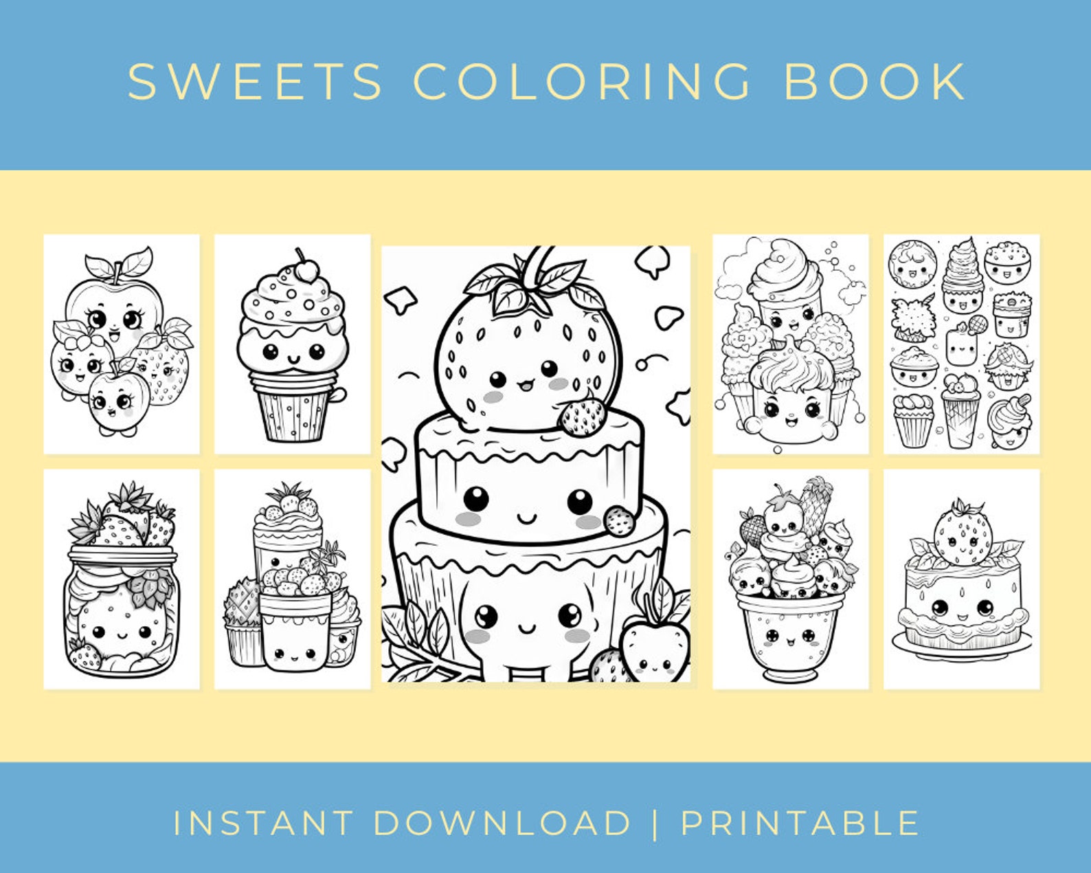 70+ Printable Cute Dessert/sweets Coloring Pages | Printable Sweets and ...