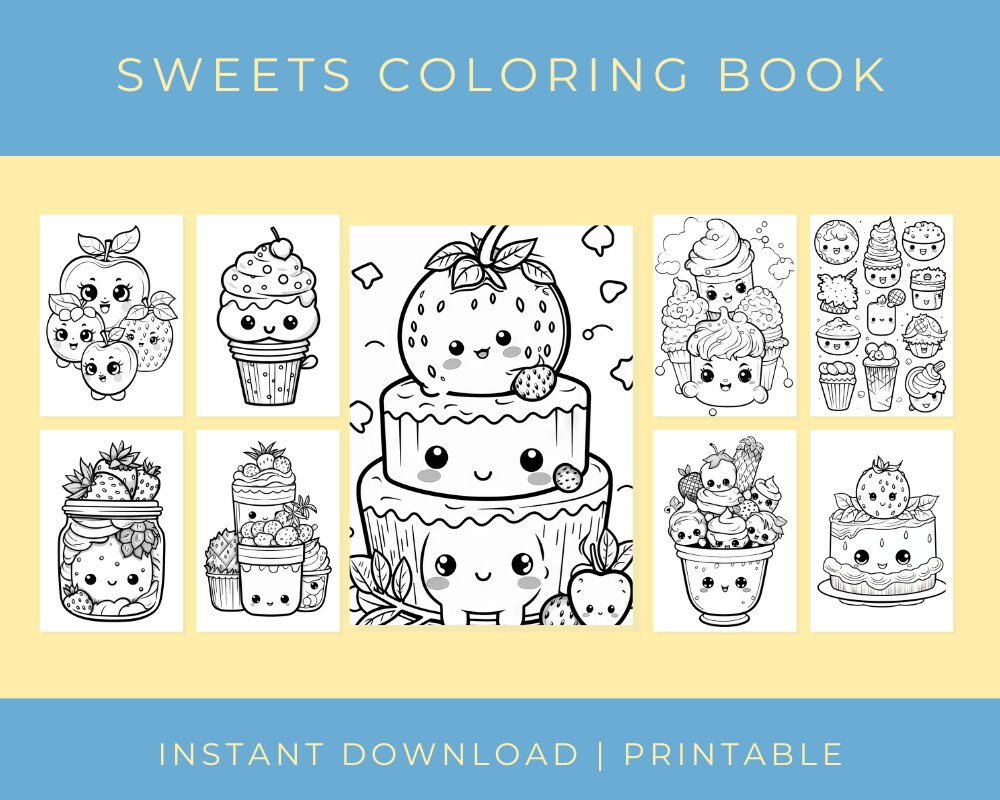 70+ Printable Cute Dessert/sweets Coloring Pages | Printable Sweets and ...