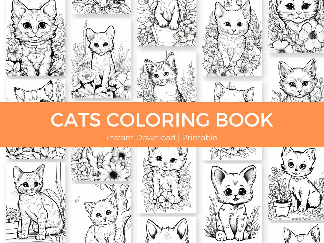 Cute Printable Cats Coloring Book | Cat Coloring Pages | Activities for ...