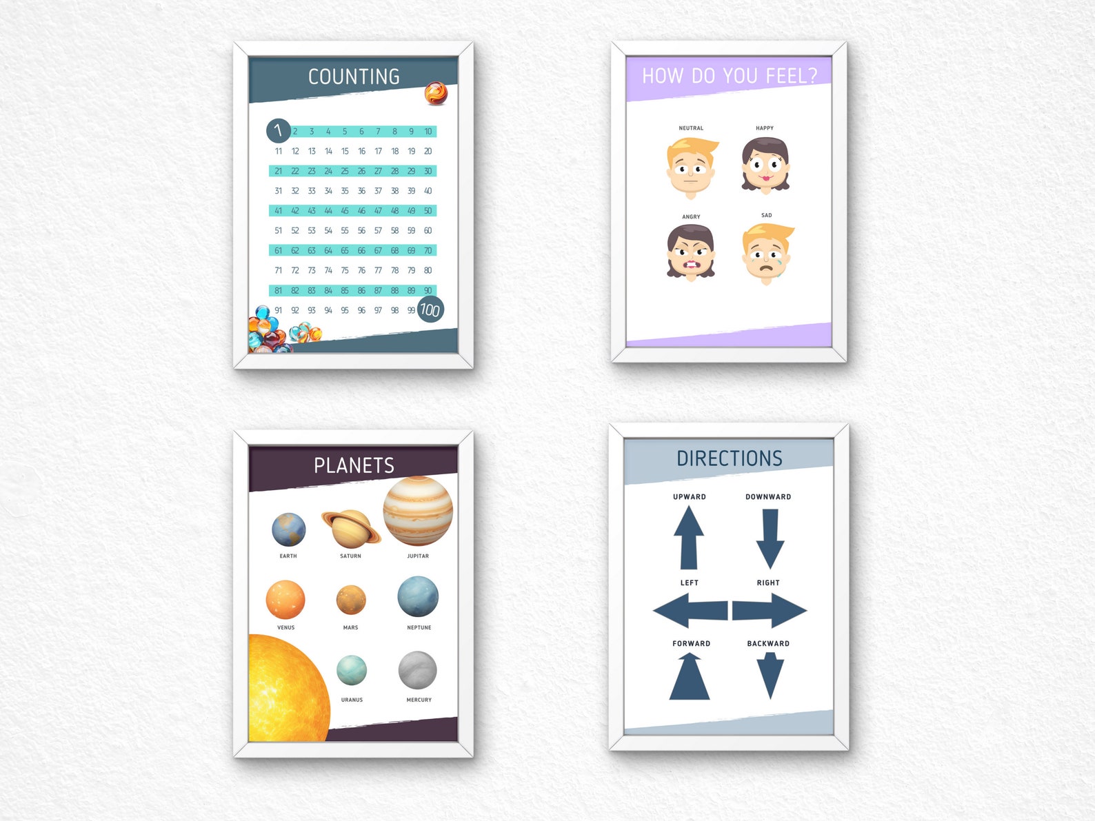 Set of 12 Educational Posters for Preschool | 12 Learning Posters for ...