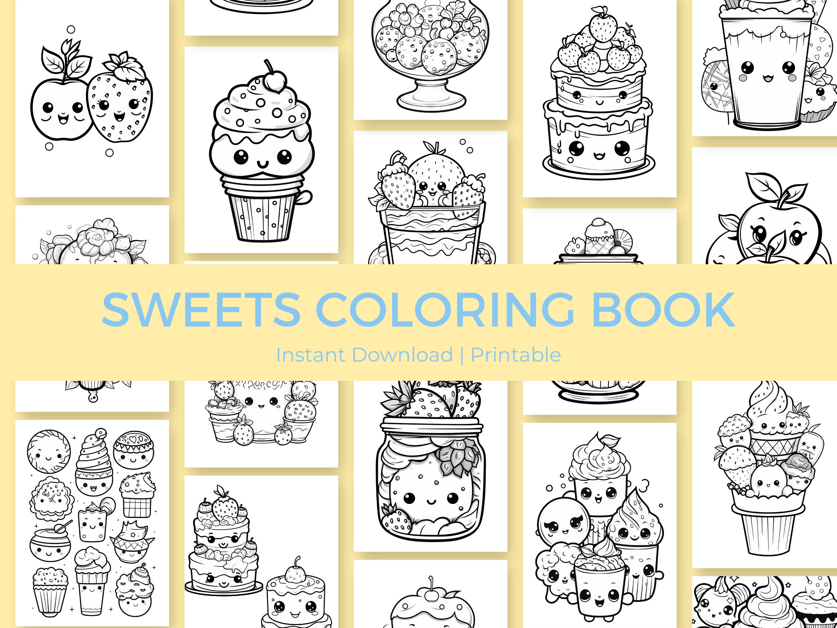 70+ Printable Cute Dessert/sweets Coloring Pages | Printable Sweets and ...