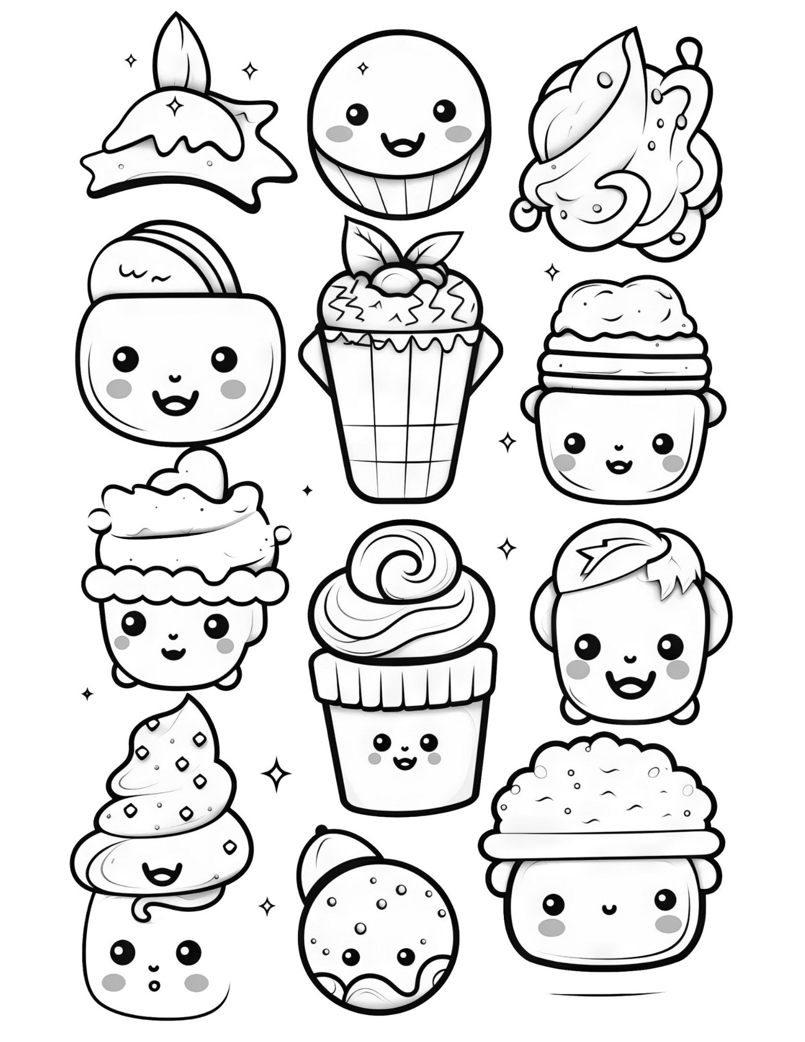 70+ Printable Cute Dessert/sweets Coloring Pages | Printable Sweets and ...