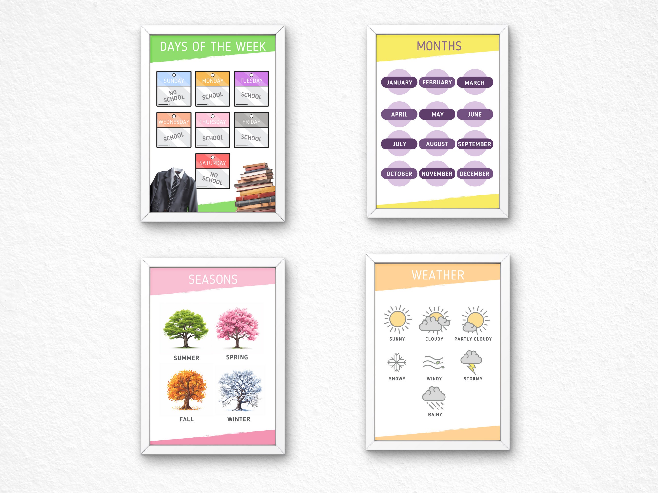 Set of 12 Educational Posters for Preschool | 12 Learning Posters for ...