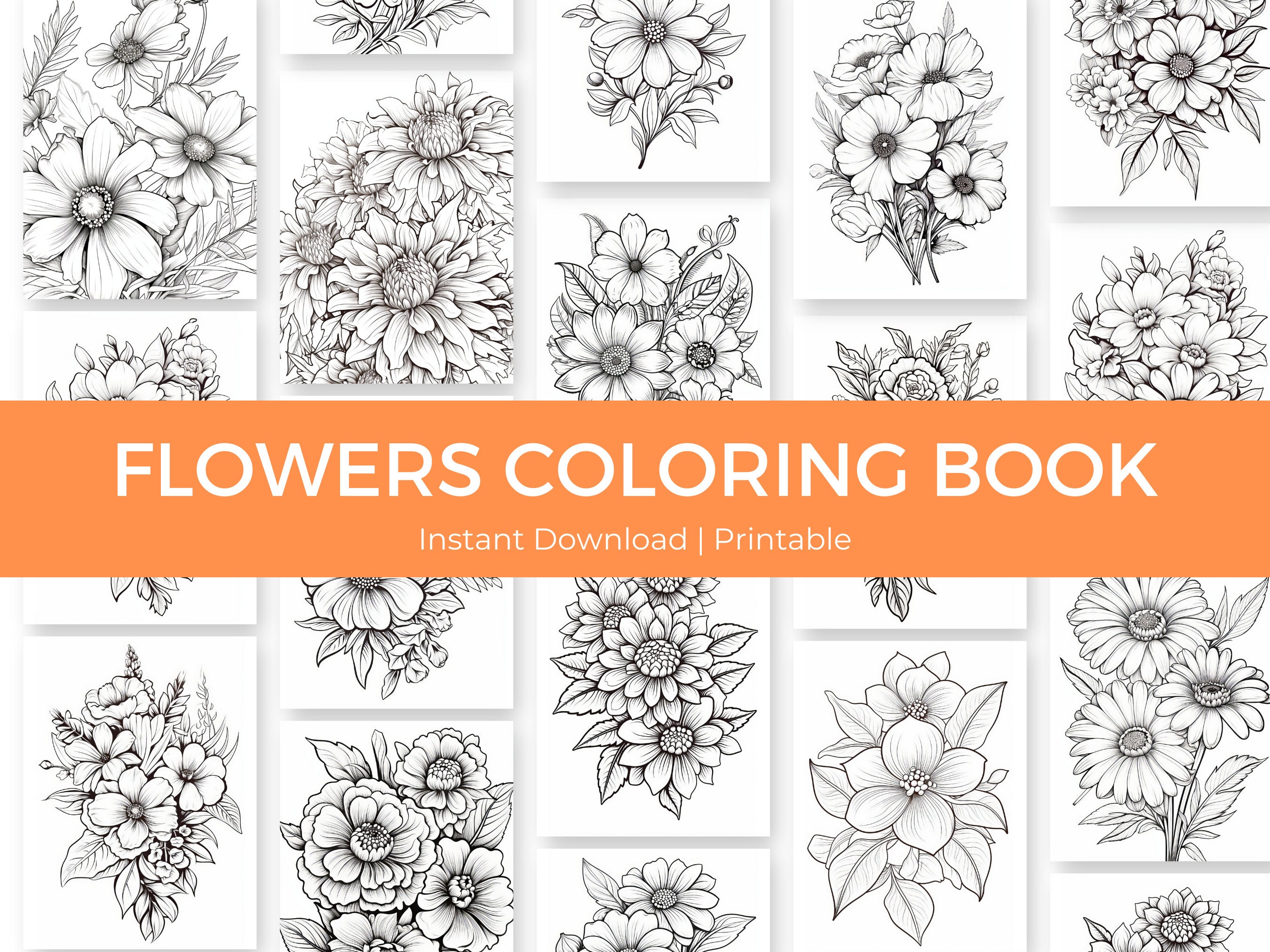 70+ Printable Flowers Coloring Book | Flower Coloring Sheets | Floral ...