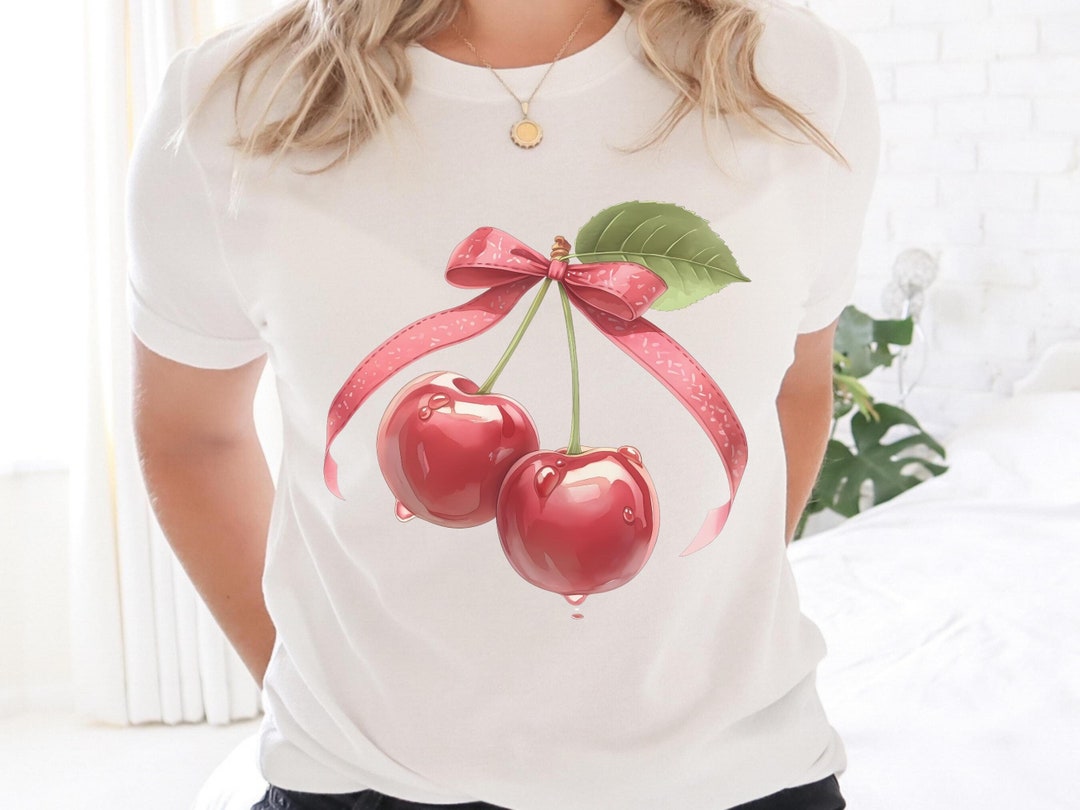 Coquette Cherries Design for Shirt Cherry Bow Shirt Design Cherry ...
