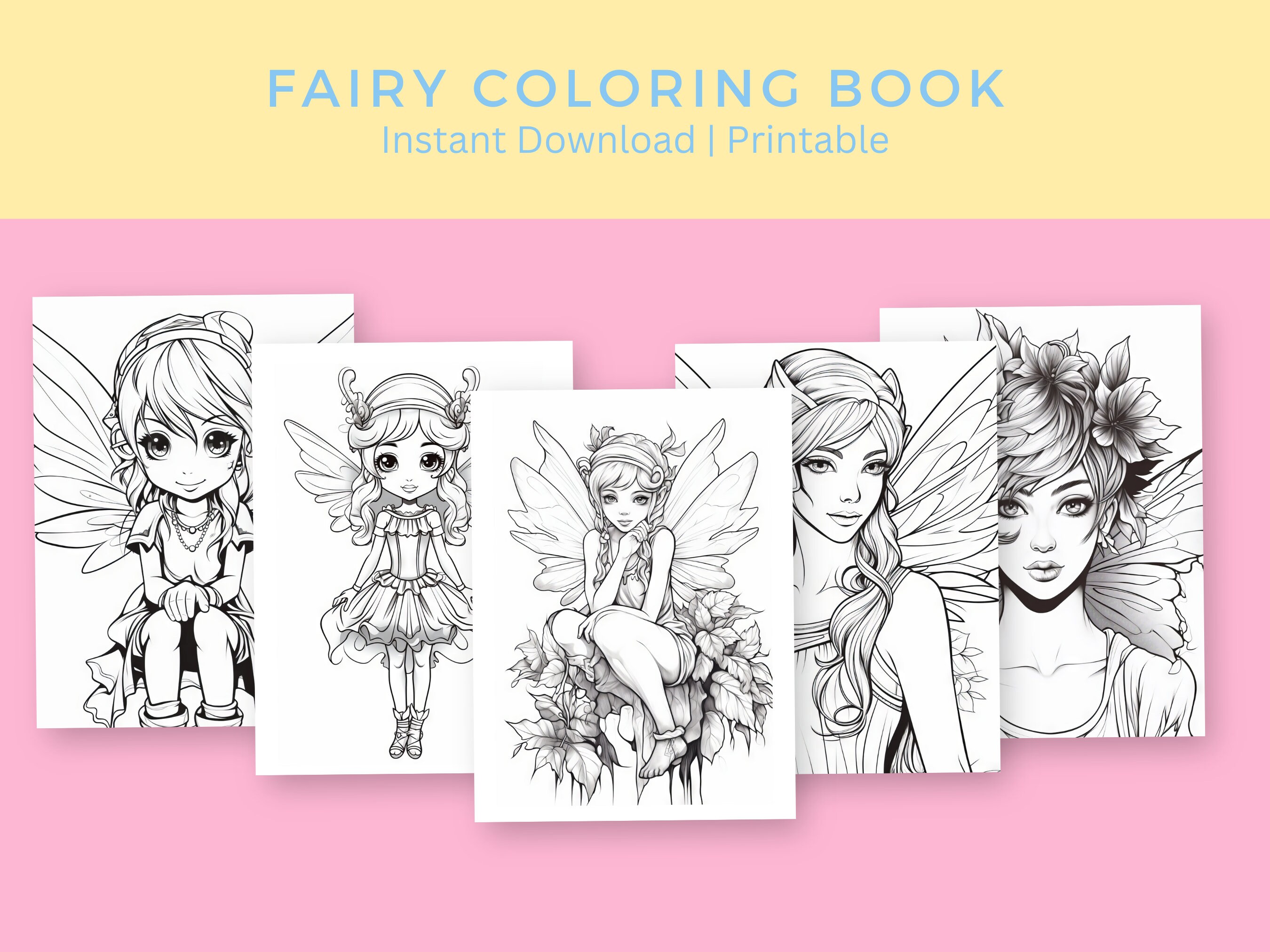 Printable Fairy Coloring Book | Magical Coloring Pages for Kids and ...