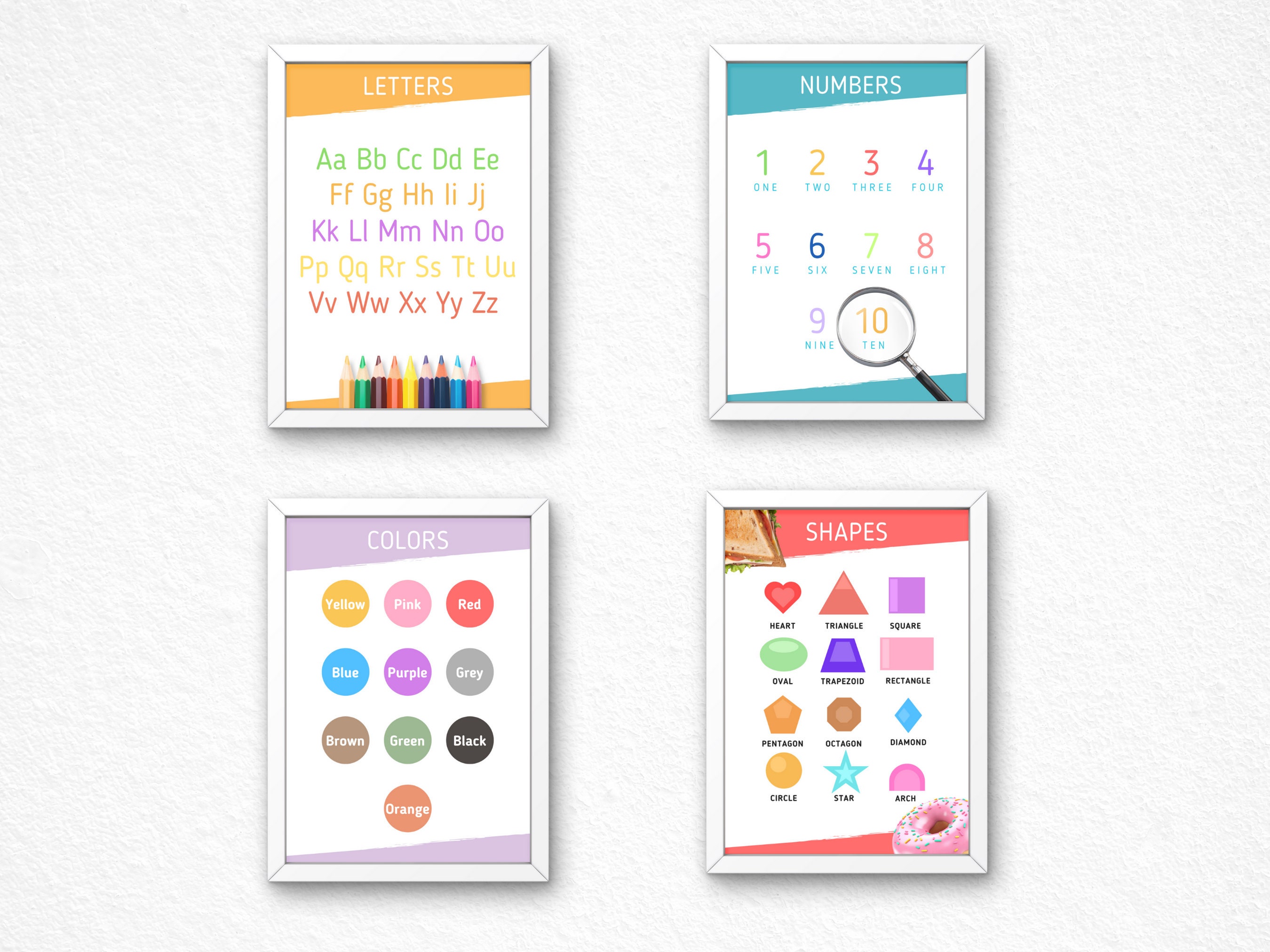 Set of 12 Educational Posters for Preschool | 12 Learning Posters for ...