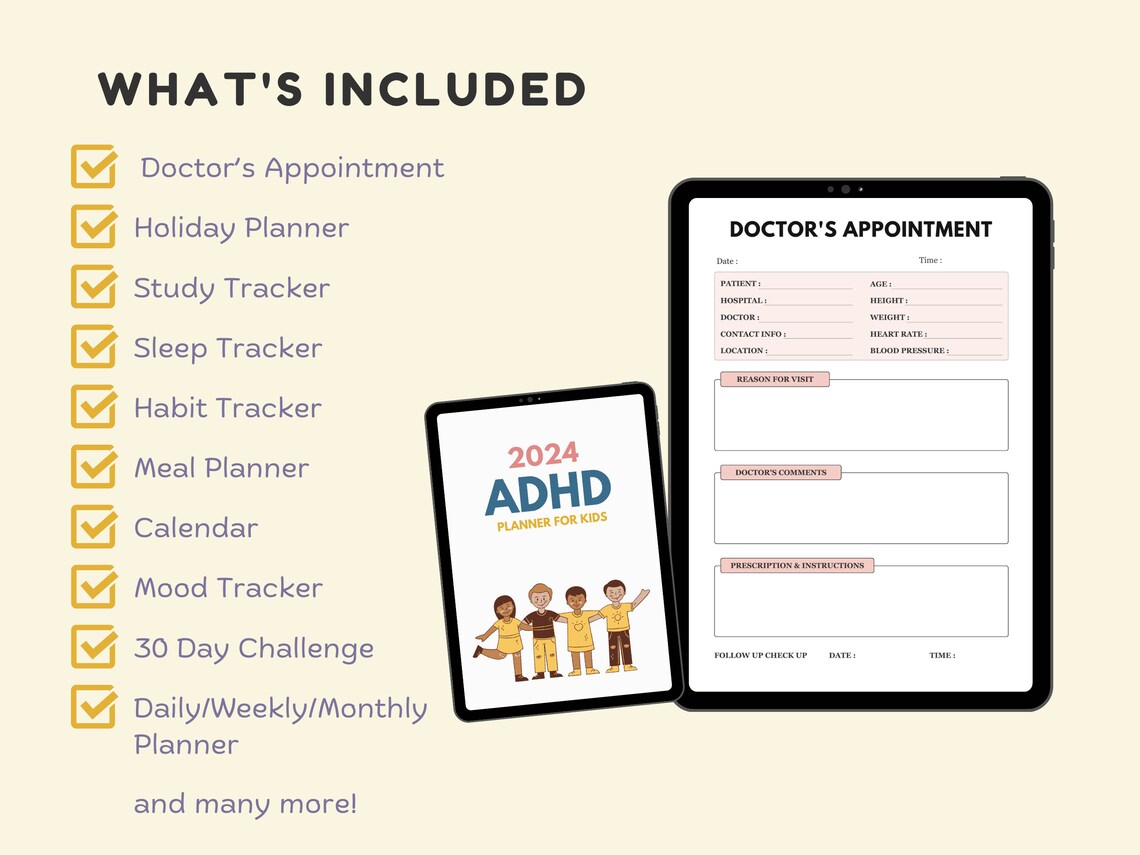 Printable 2024 ADHD Planner for Kids | Digital Planner ADHD for Kids ...