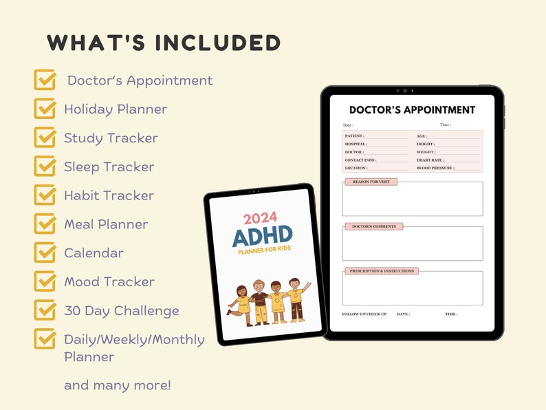 Printable 2024 ADHD Planner for Kids | Digital Planner ADHD for Kids ...