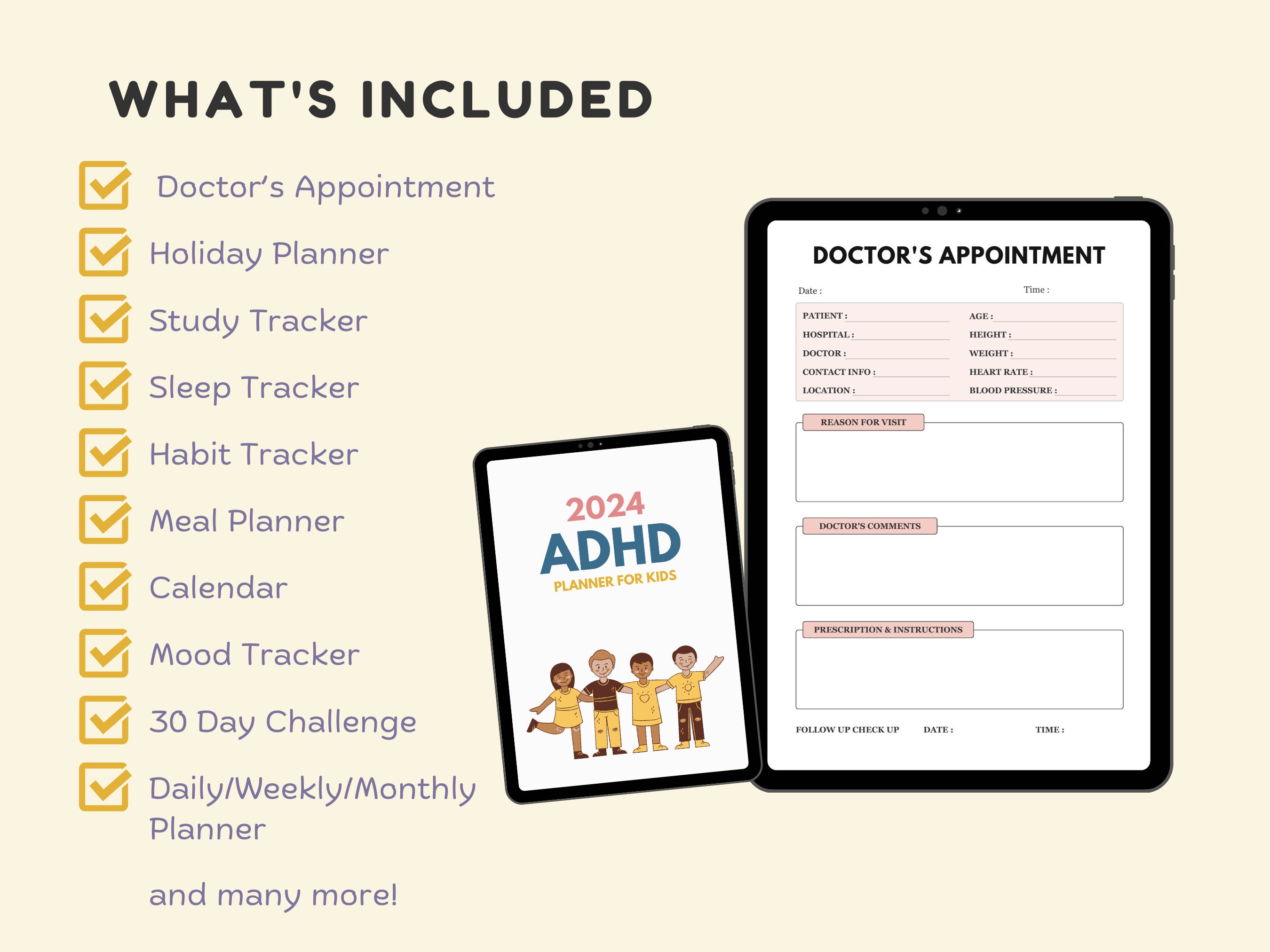 Printable 2024 ADHD Planner for Kids | Digital Planner ADHD for Kids ...