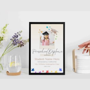 Editable Canva Preschool Diploma With Photo - Customizable Graduation ...