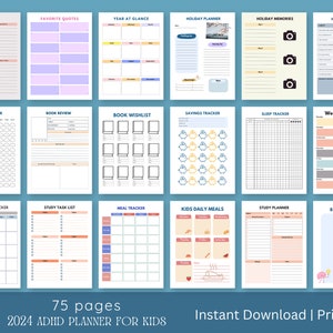 Printable 2024 ADHD Planner for Kids | Digital Planner ADHD for Kids ...