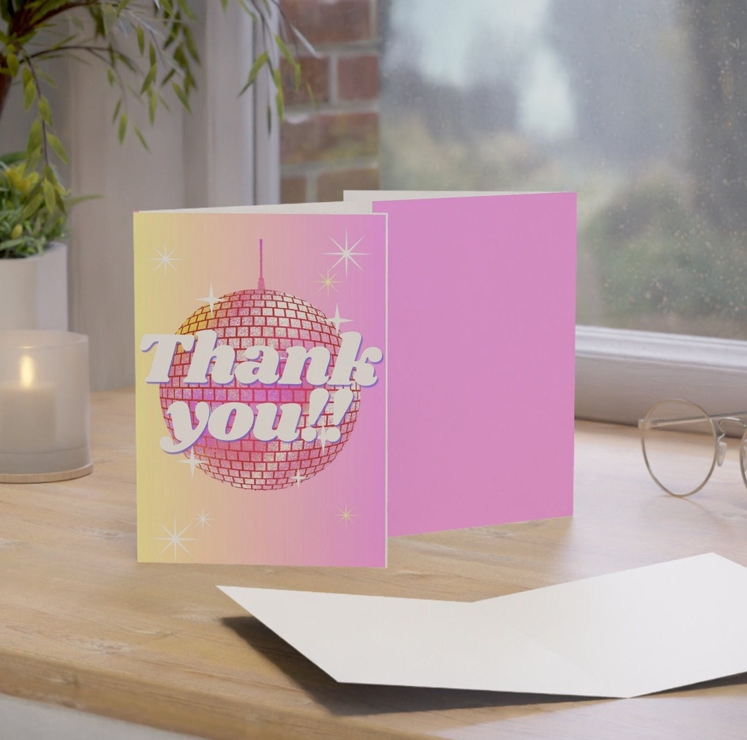 Disco Thank You Card Retro Thank You Card, Thank You Card, Thank You so ...
