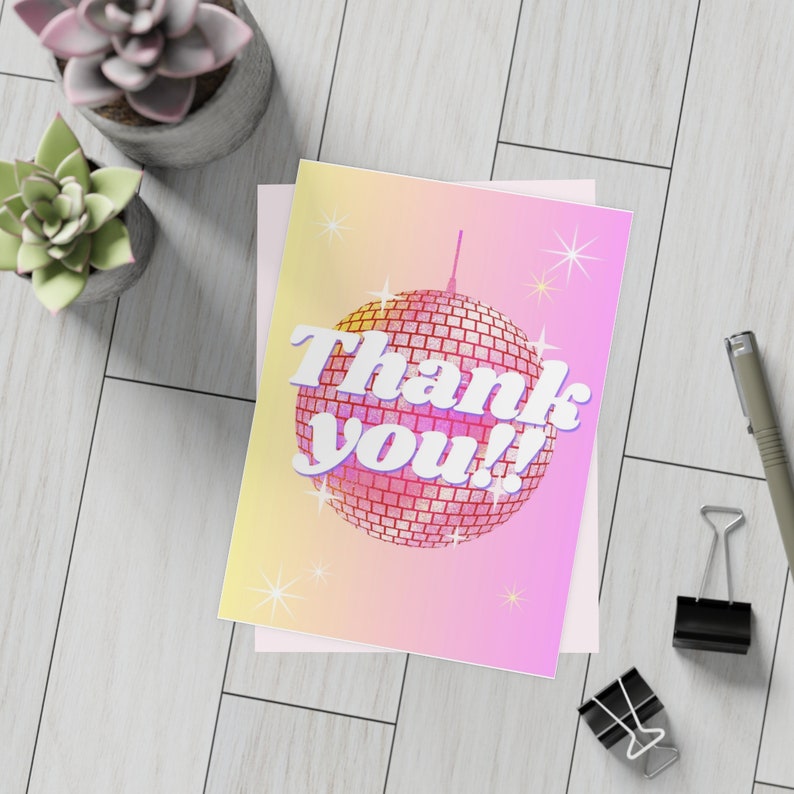 Disco Thank You Postcard Bundles envelopes Included - Etsy