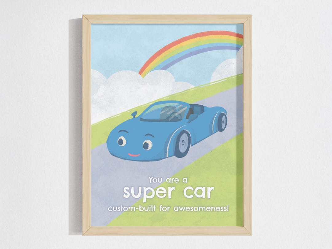 Super Car Printable Poster for Kids, Motivational Sports Car Wall Art ...