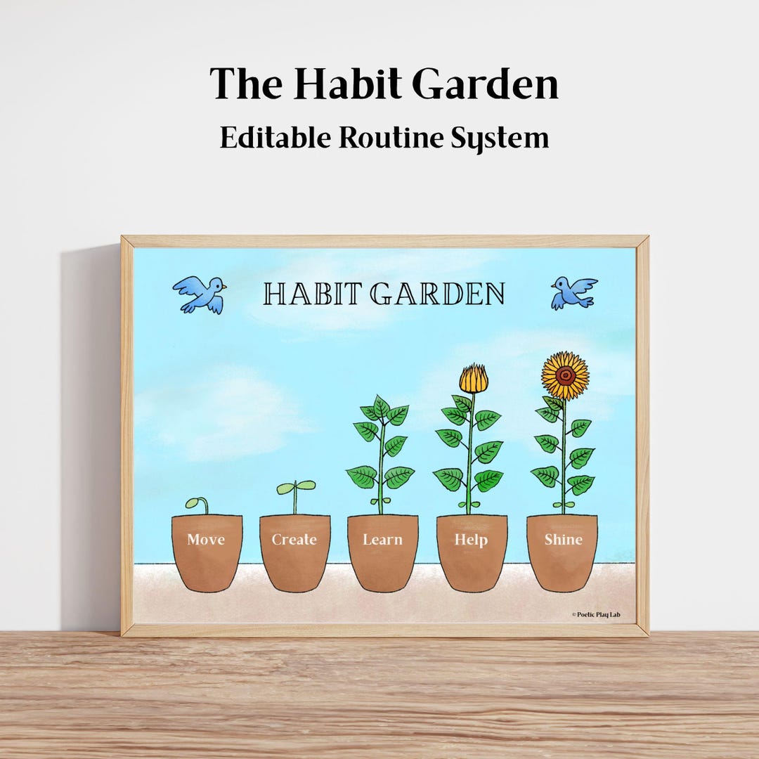 Sunflower Chore Chart | Editable Kids Habit Tracker, Montessori Style ...
