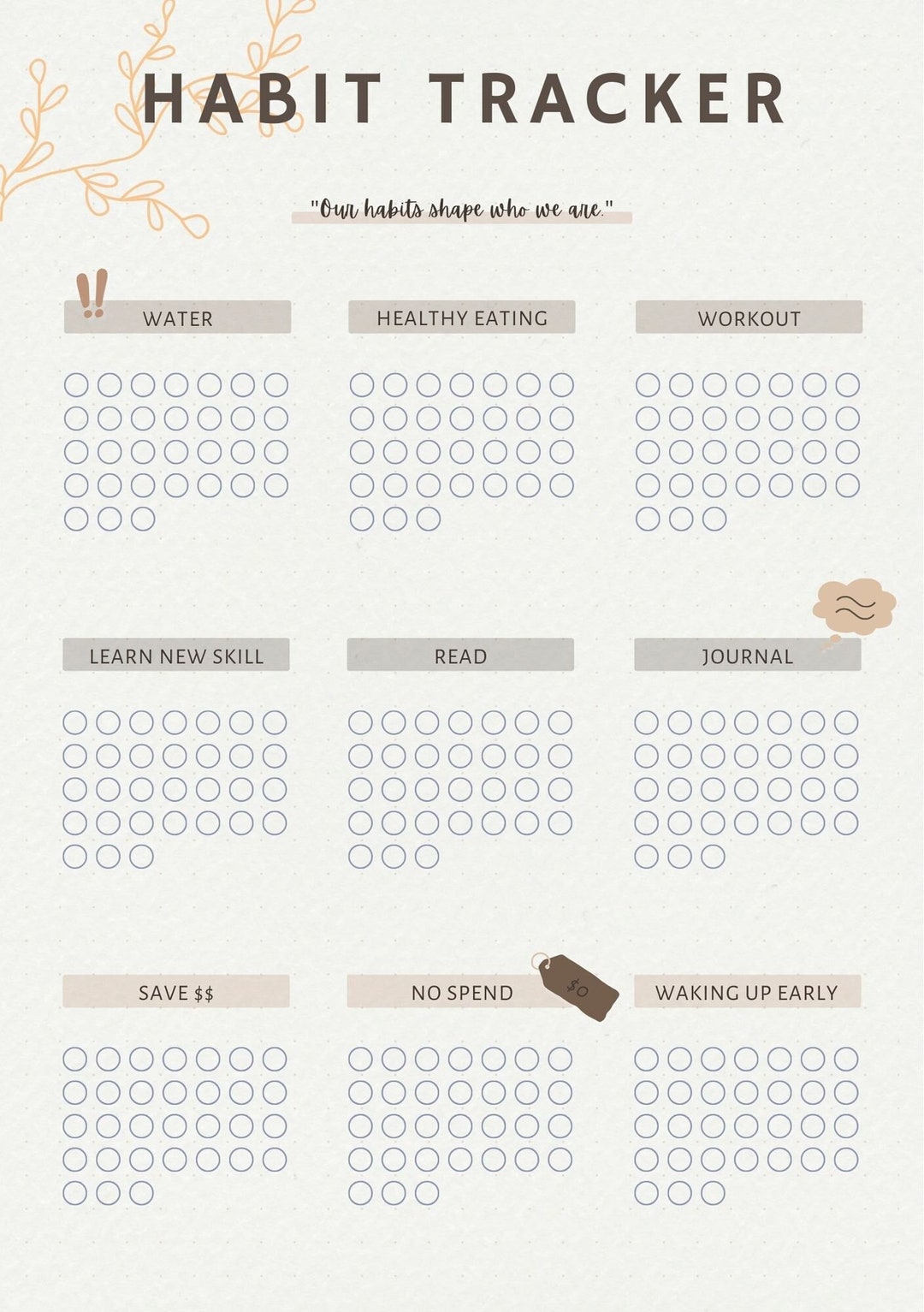 Habit Tracker | Digital Planner Template | Aesthetic Design | Instant ...