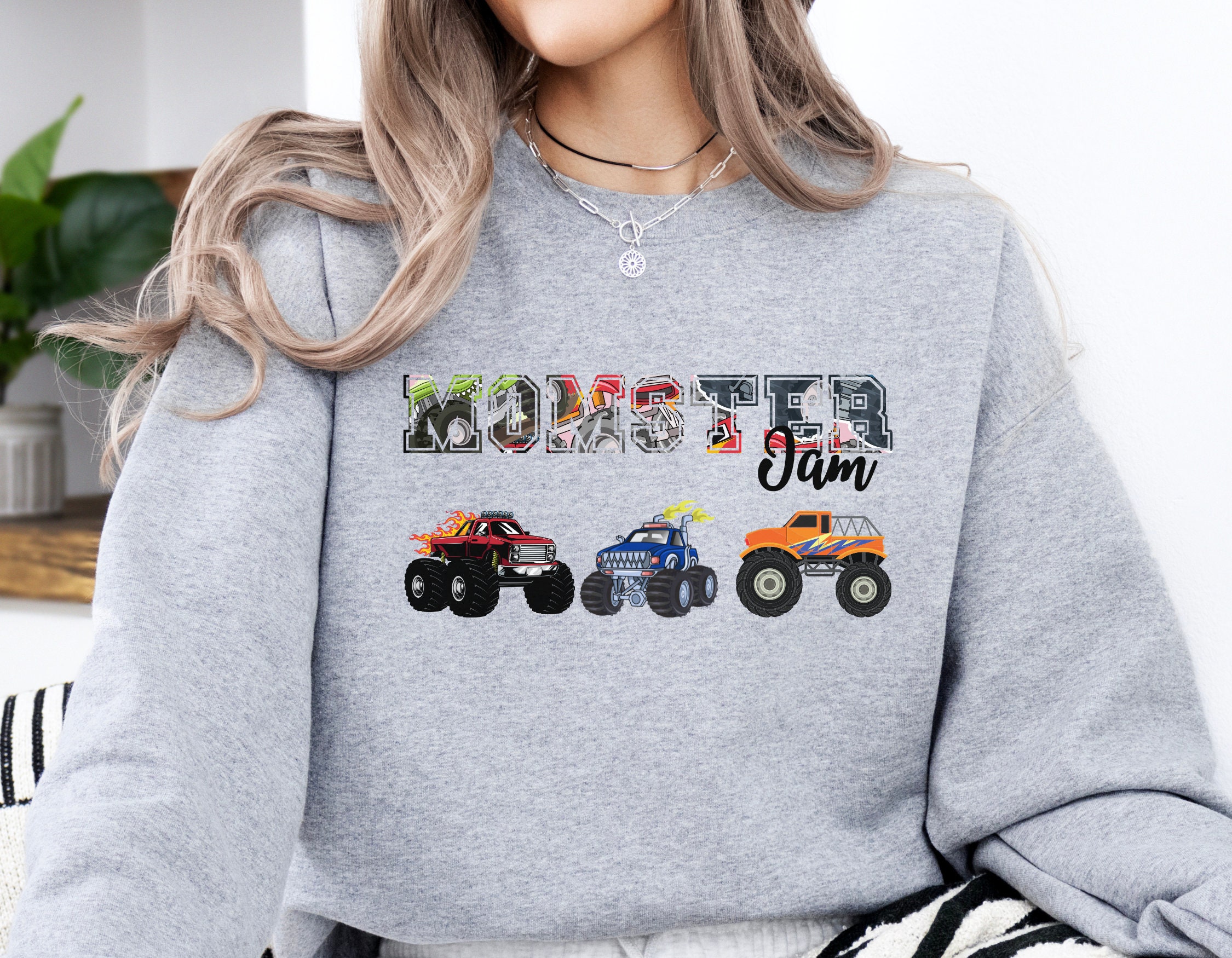 Monster Truck Jam Mom Momster Boy Mama Sweatshirt,monster Truck Shirt ...