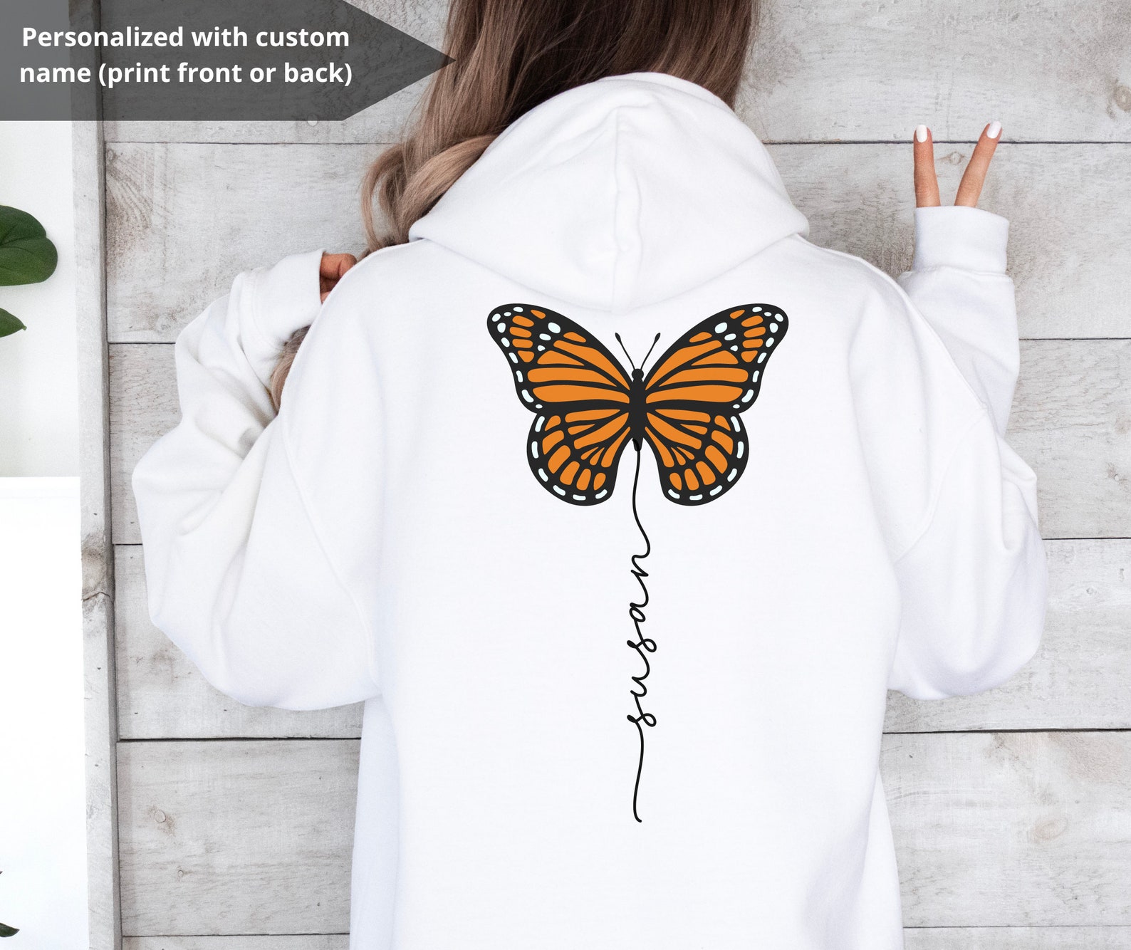 Personalized Monarch Butterfly Hoodie Custom Name Monarch Butterfly on ...