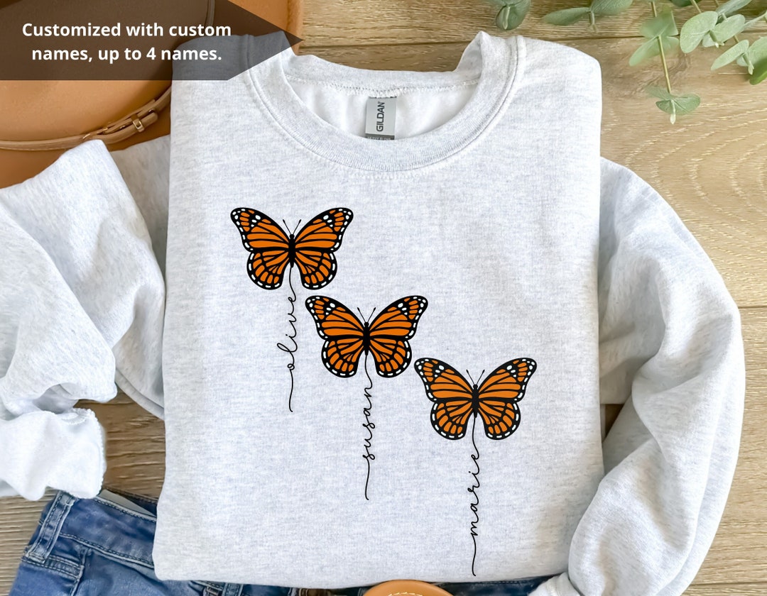 Personalized Monarch Butterfly Sweatshirt Custom Name Monarch Butterfly ...