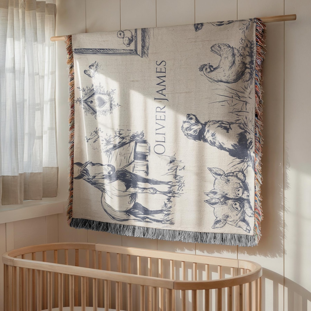 Vintage Farm Baby Blanket Farm Theme Baby Gift Farm Nursery Decor Farm ...