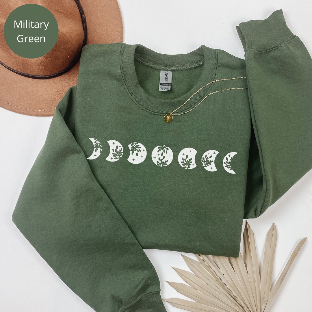 Mystic Moon Sweater, Floral Moon Sweater, Golden Moon Sweatshirt, Moon ...