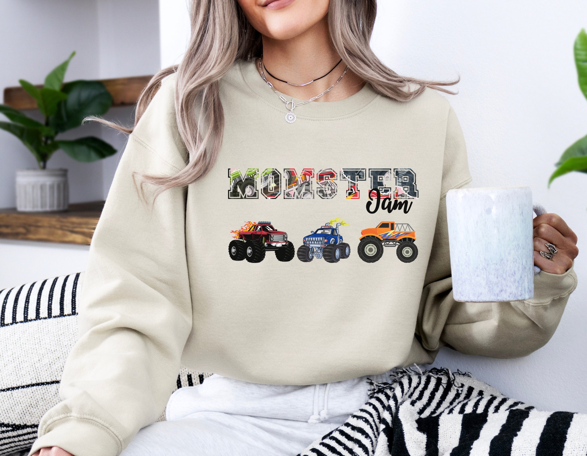 Monster Truck Jam Mom Momster Boy Mama Sweatshirt,monster Truck Shirt ...
