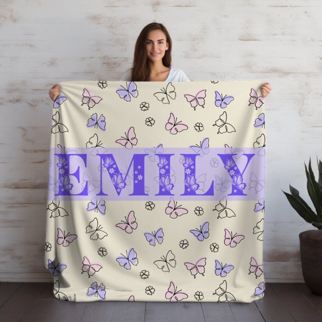 Butterfly Blanket With Custom Name Blanket, Customizable Blanket With ...
