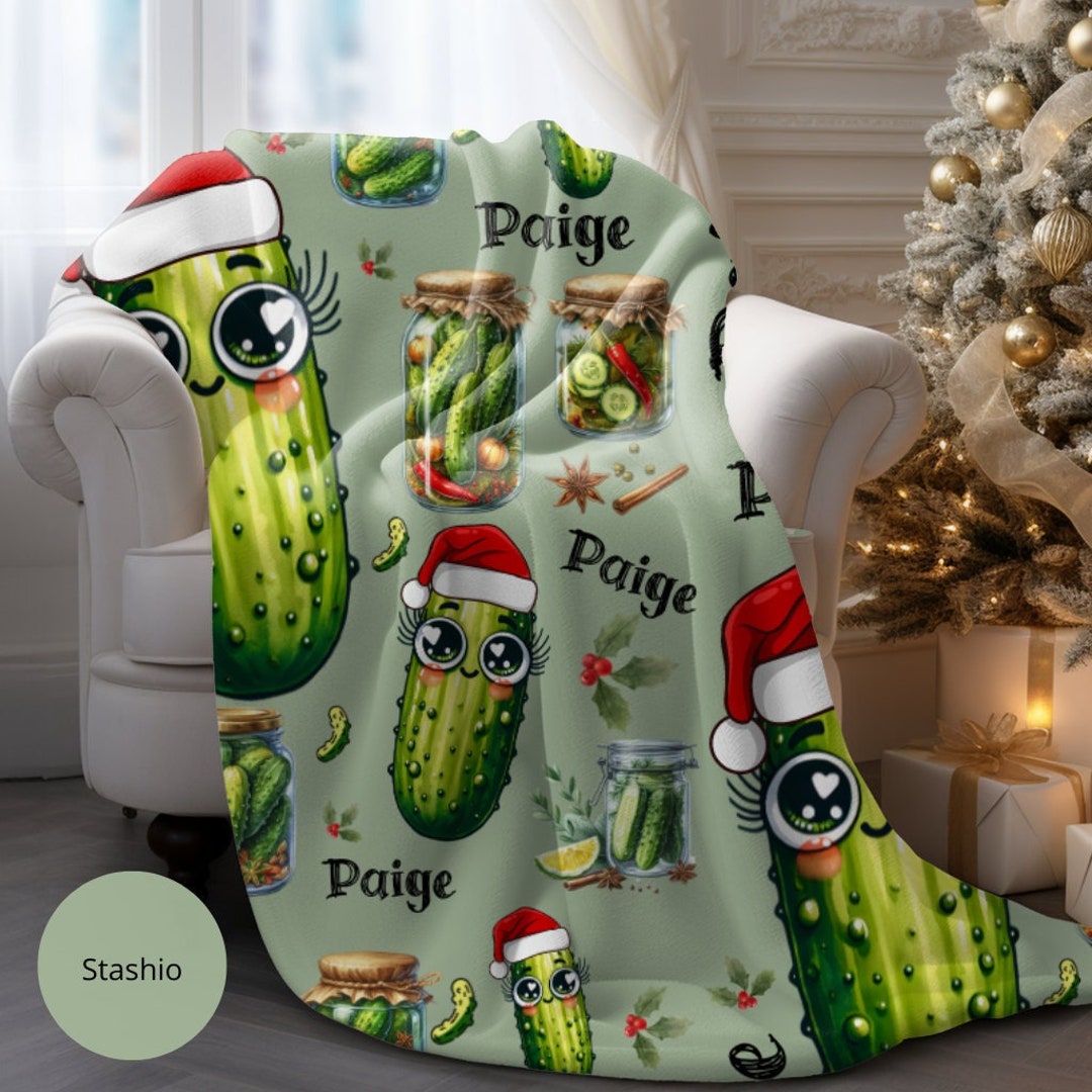 Customized Christmas Pickle Name Blanket for Pickle Lover Gift ...