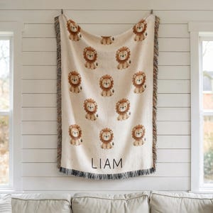 Personalized Lion Baby Blanket Safari Nursery Decor Baby Shower Gift ...