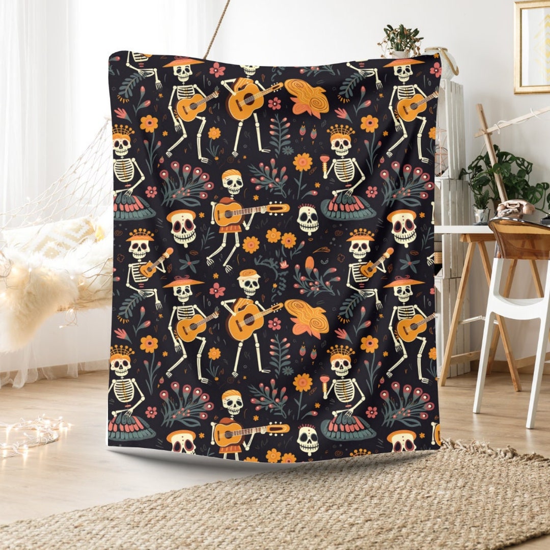 Day of Dead Blanket Dia De Los Muertos Blanket Mexican Throw Halloween ...