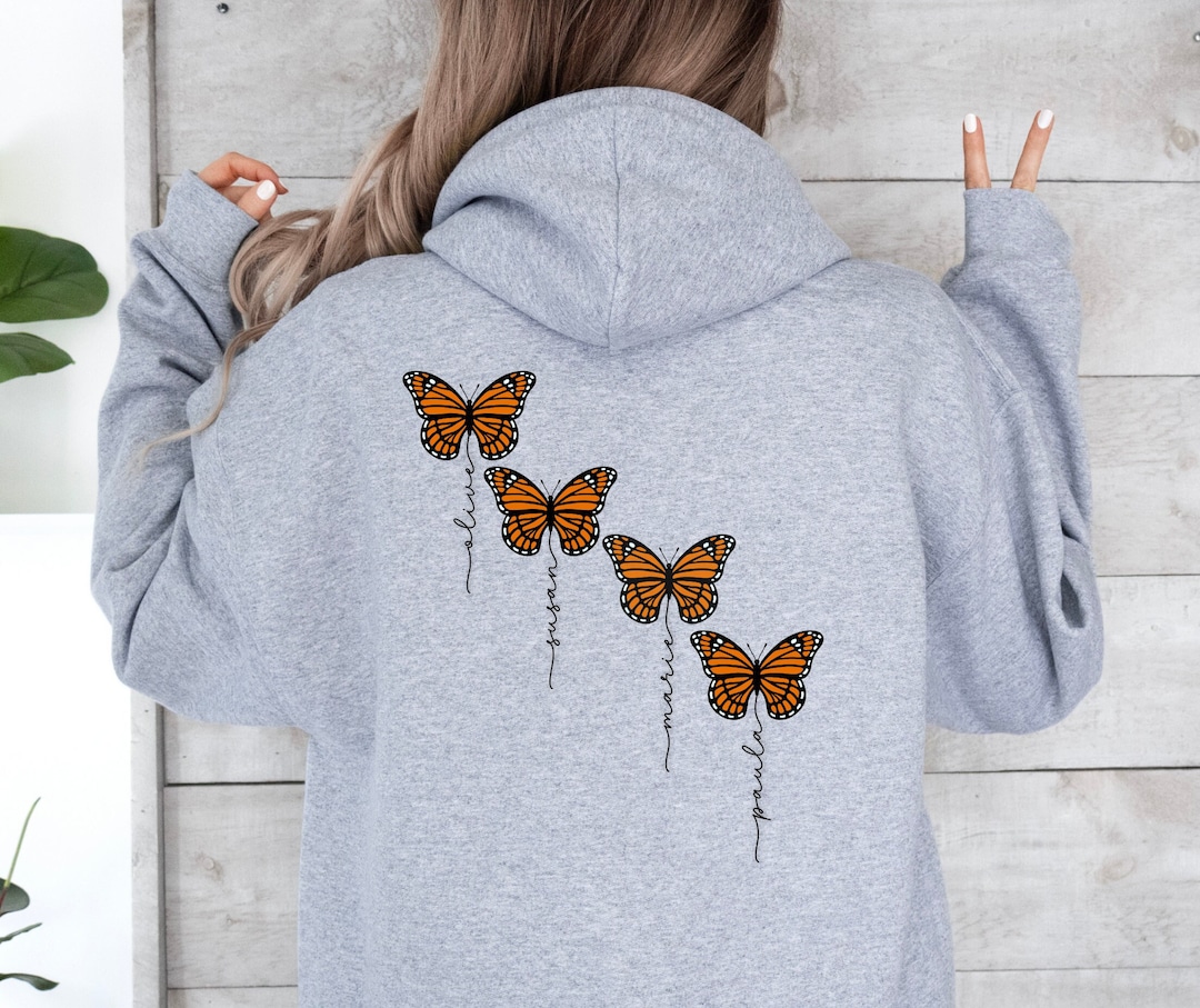 Personalized Monarch Butterfly Hoodie Custom Name Monarch Butterfly on ...