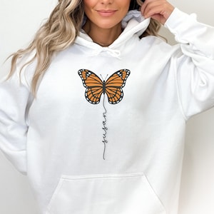 Personalized Monarch Butterfly Hoodie Custom Name Monarch Butterfly on ...