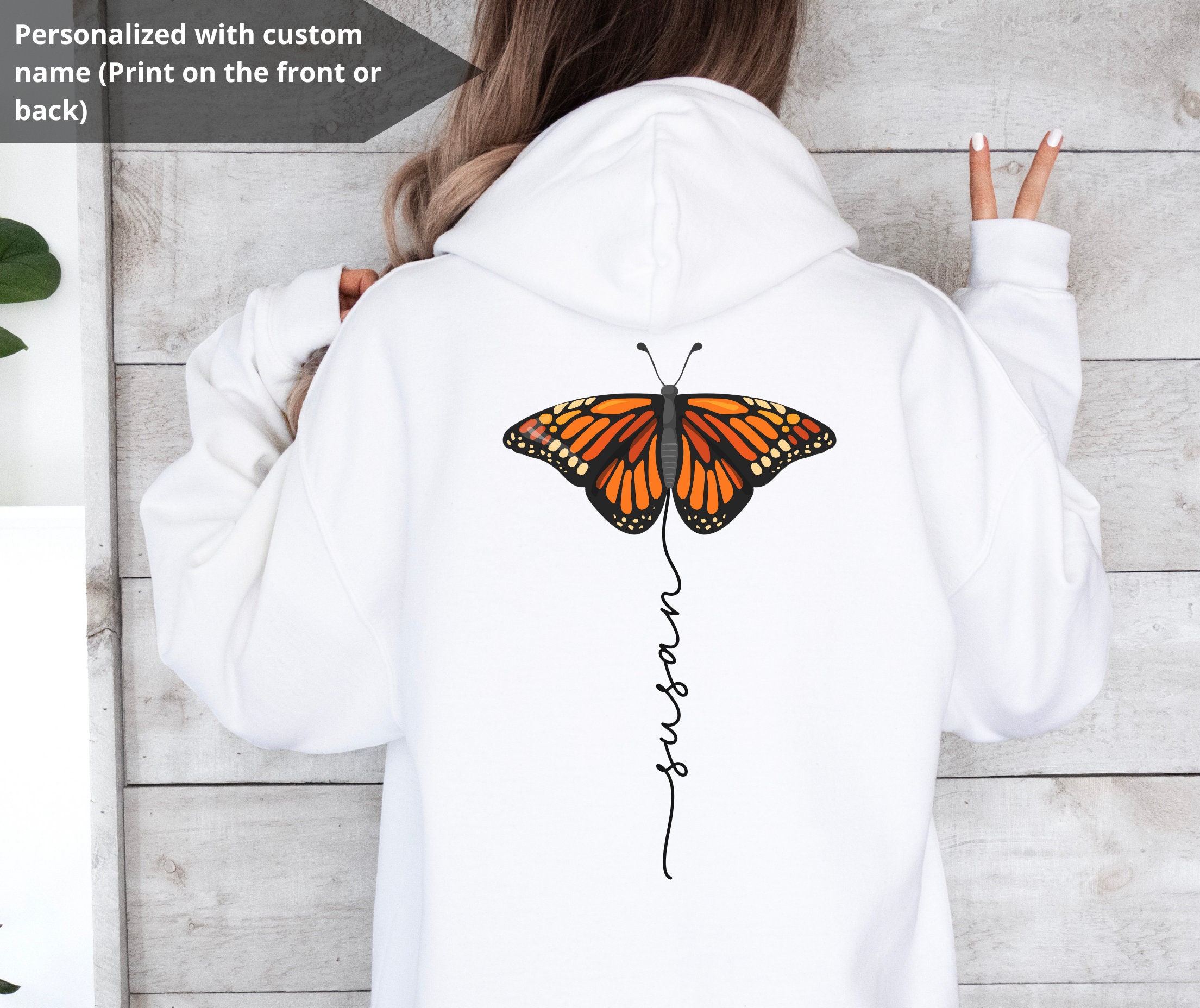 Personalized Monarch Butterfly Hoodie Custom Name Monarch Butterfly on ...