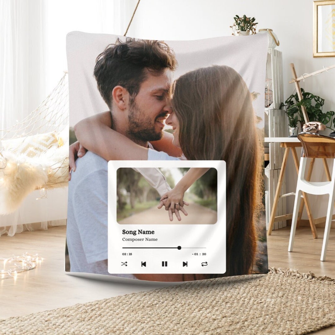 Photos and Music Blanket Custom Song Blanket Personalized Couple Photos ...