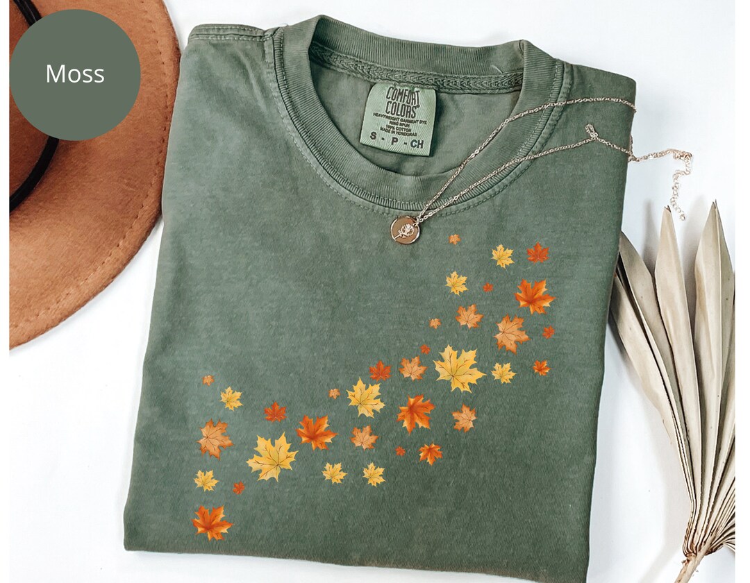 Comfort Colors Falling Leave Shirt, Fall Colored Shirt, Autumnal Shirt ...