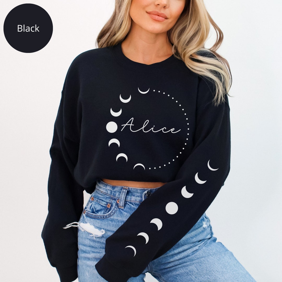 Custom Moon Phases Sweatshirt Sleeve Design, Mystic Moon Sweater With ...