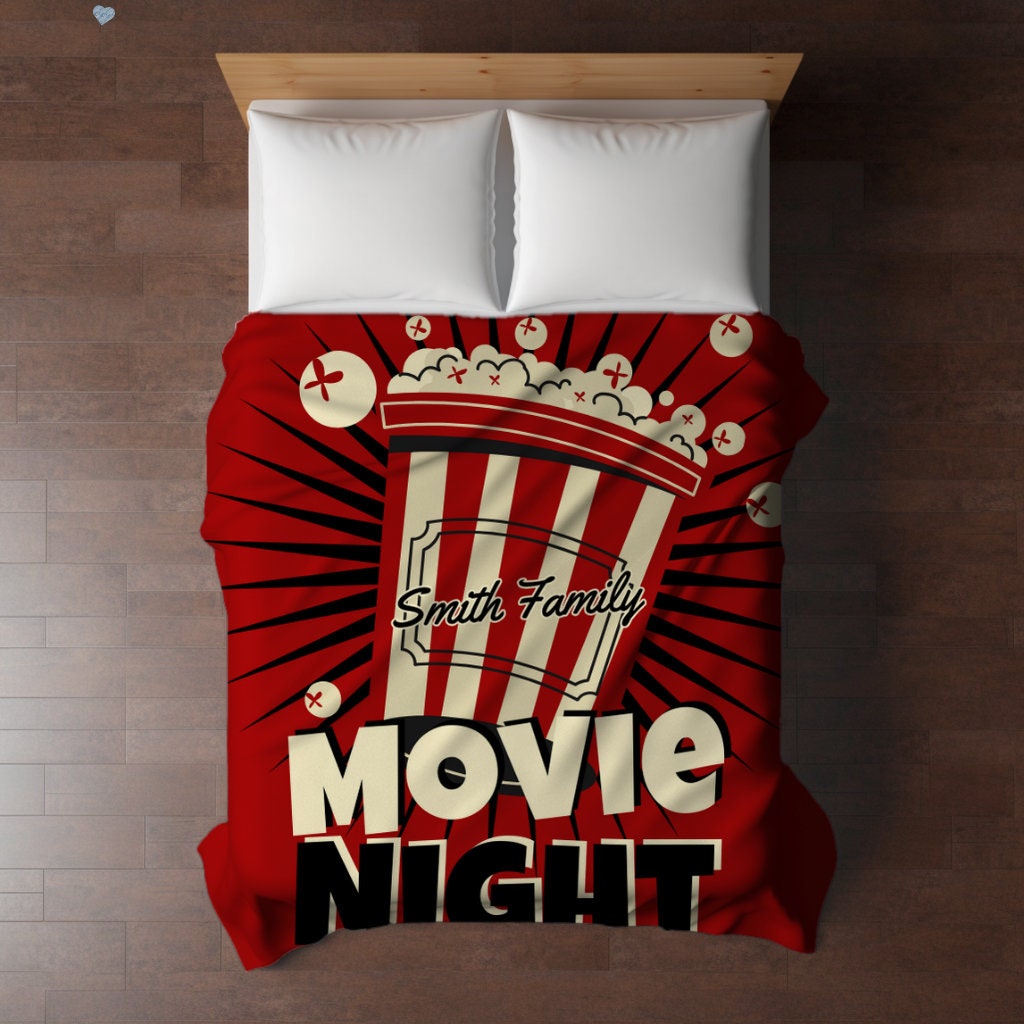 Custom Movie Night Throw Blanket, Family Movie Blanket Gift, Movie Date ...