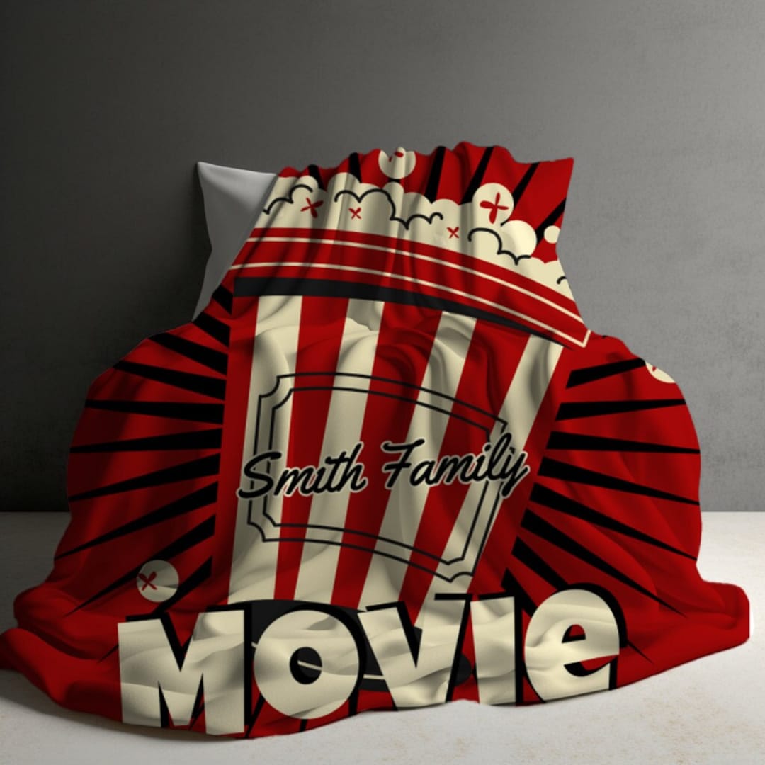 Custom Movie Night Throw Blanket, Family Movie Blanket Gift, Movie Date ...