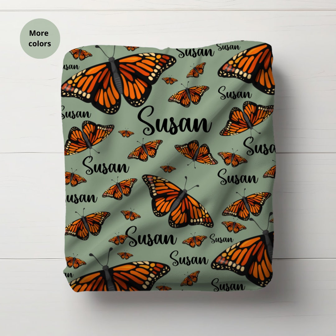 Monarch Butterfly Blanket Monarch Pattern Velveteen or Sherpa Blanket ...