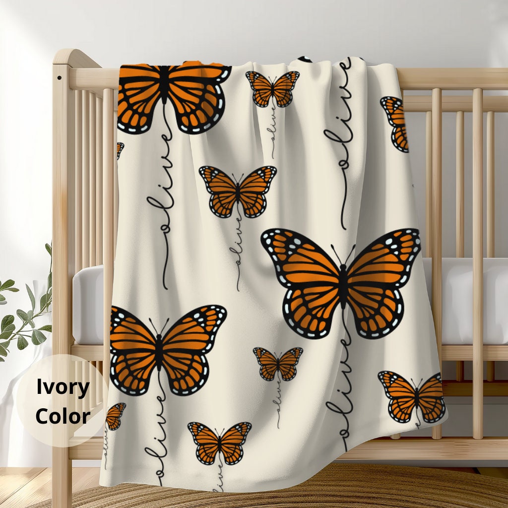 Monarch Butterfly Blanket Monarch Pattern Velveteen or Sherpa Blanket ...