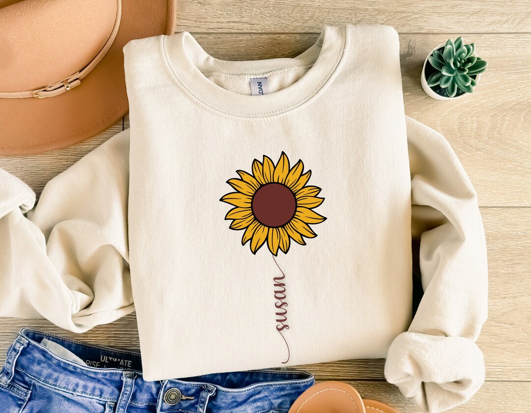 Personalized Sunflower Shirt Sunflower Sweatshirt With Name Fall ...