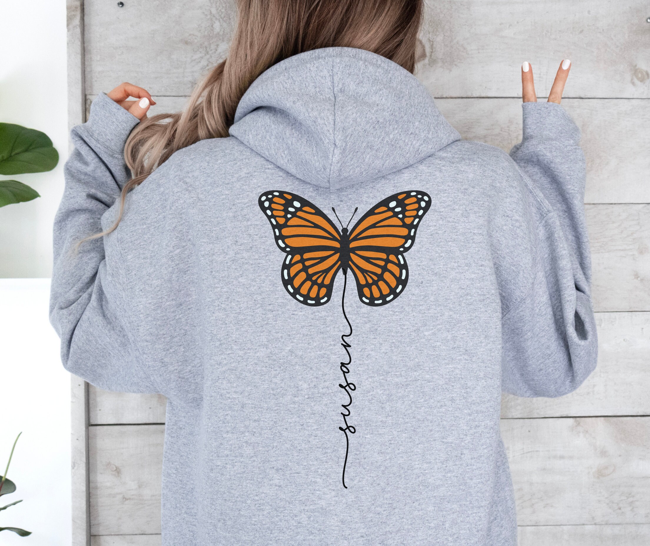 Personalized Monarch Butterfly Hoodie Custom Name Monarch Butterfly on ...