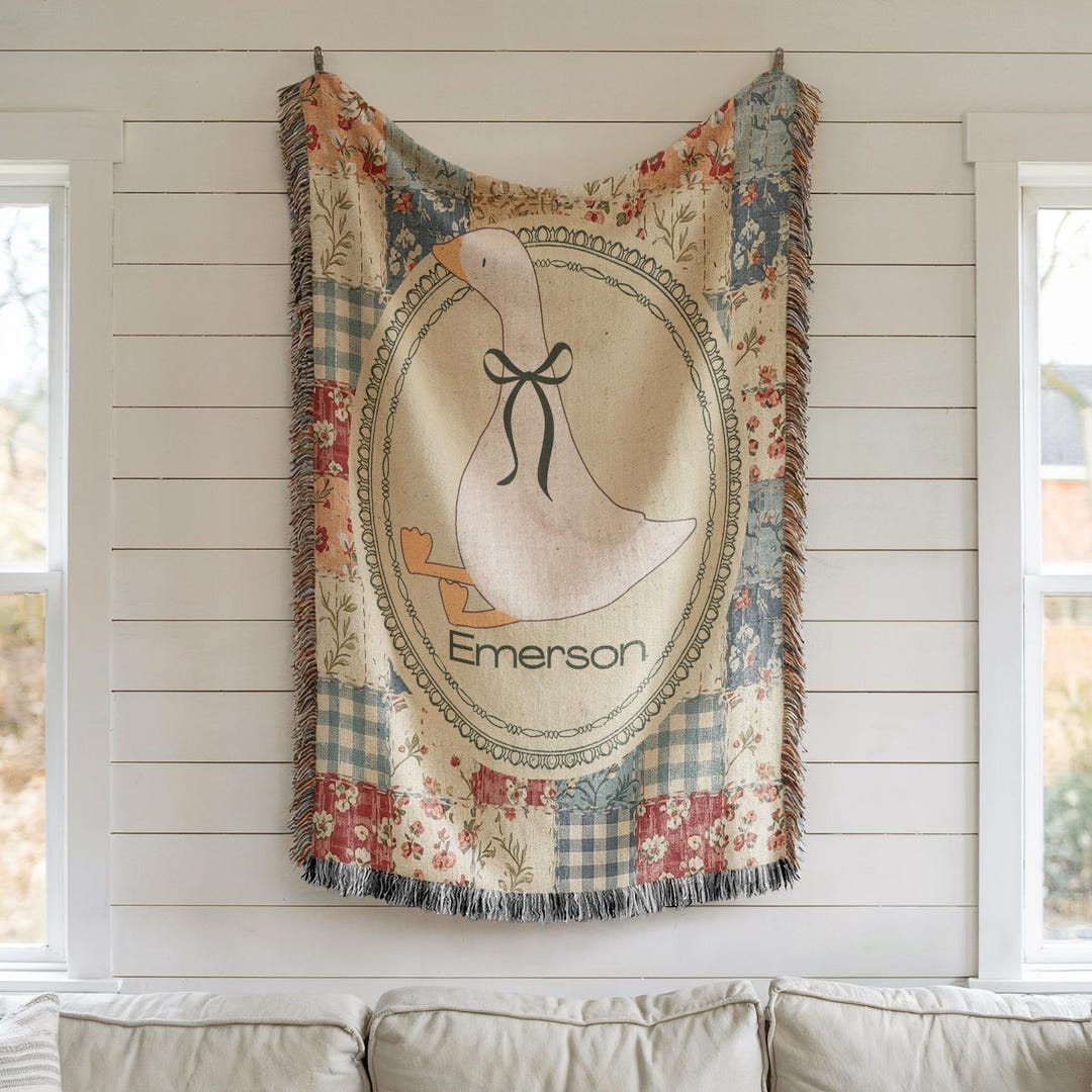 Personalized Floral Goose Baby Blanket, Baby Goose Woven Blanket, Goose ...