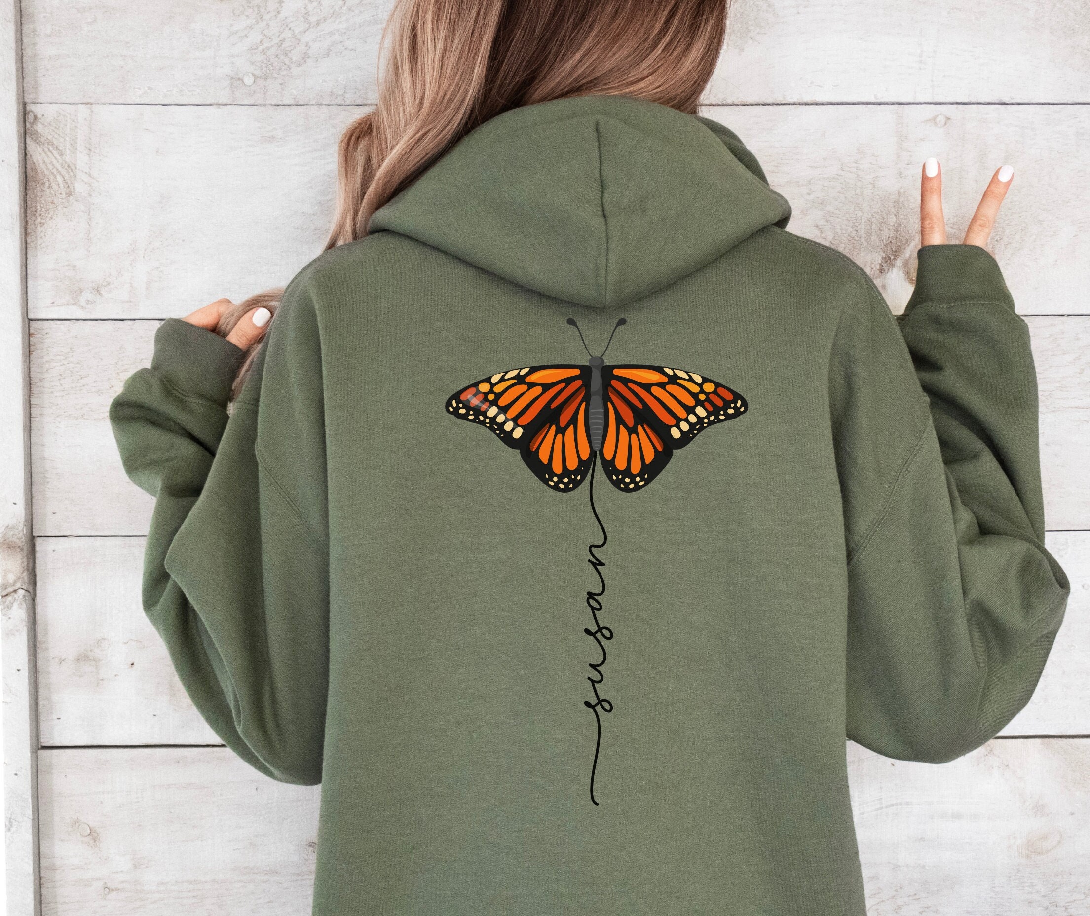 Personalized Monarch Butterfly Hoodie Custom Name Monarch Butterfly on ...