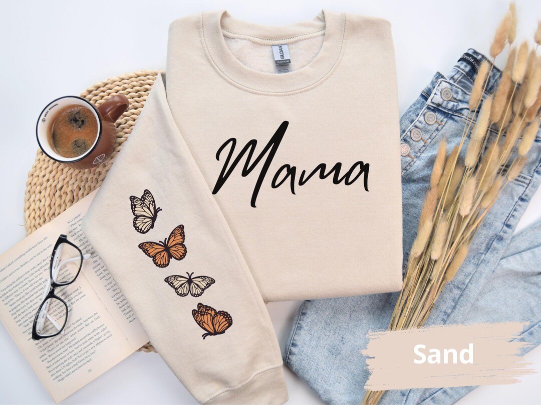 Monarch Mama Sweatshirt With Print Sleeve, Custom Monarch Butterfly ...
