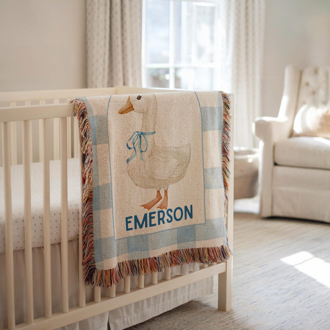 Personalized Goose Baby Blanket Watercolor Goose Woven Blanket Custom ...